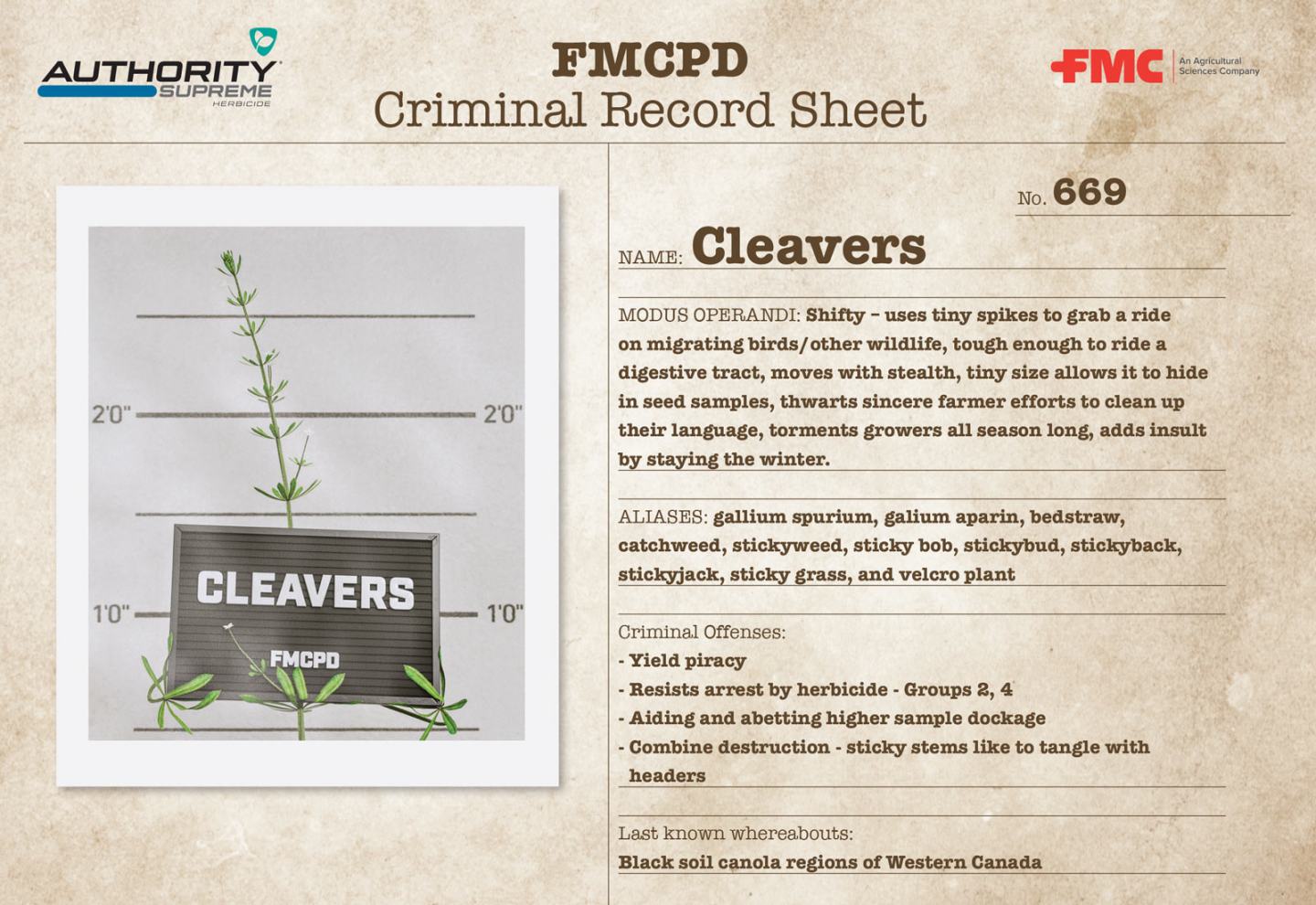 Cleavers Authority Supreme Rap Sheet | FMC Ag CA